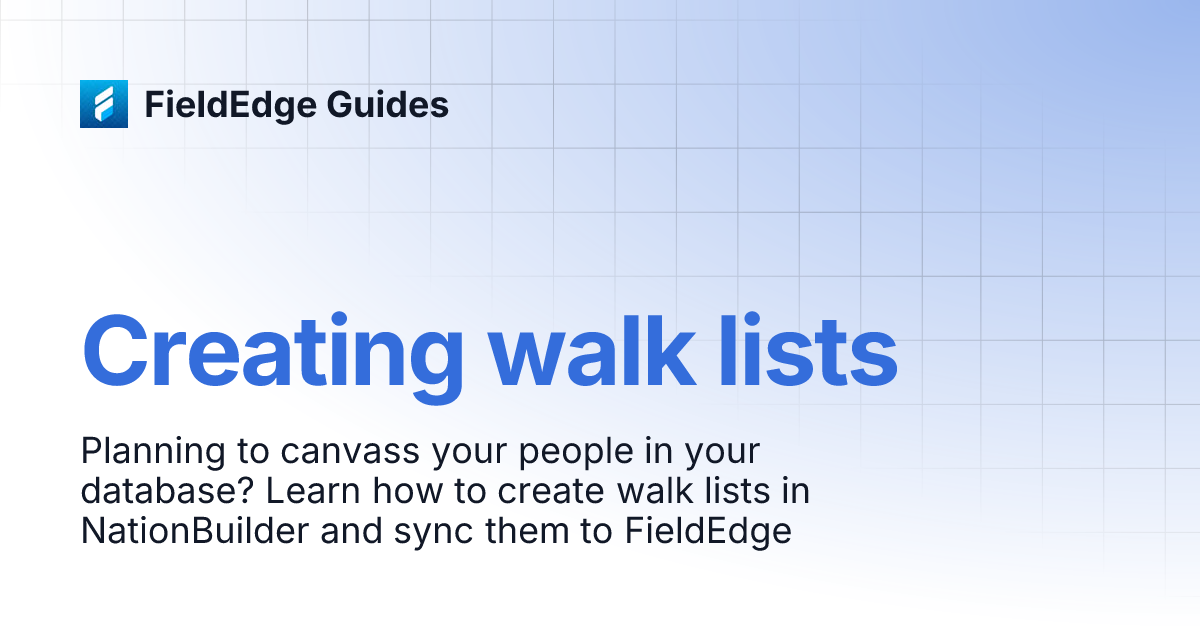 Creating walk lists | FieldEdge Guides